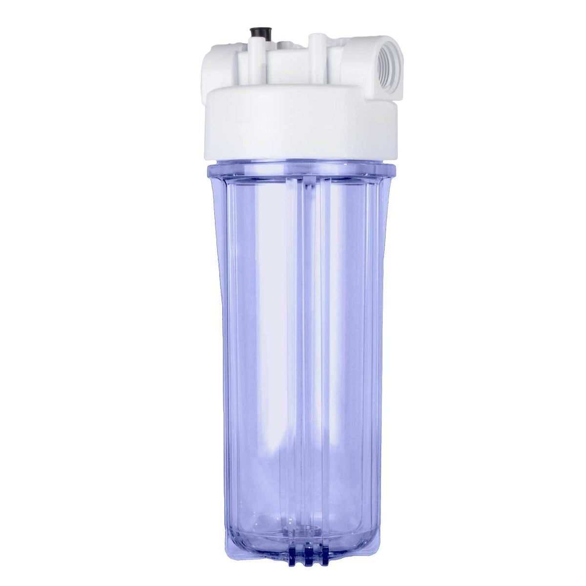 Clear 2.5” X 10” Filter Housing and Female Cap with 1/2” Inlet & Outle