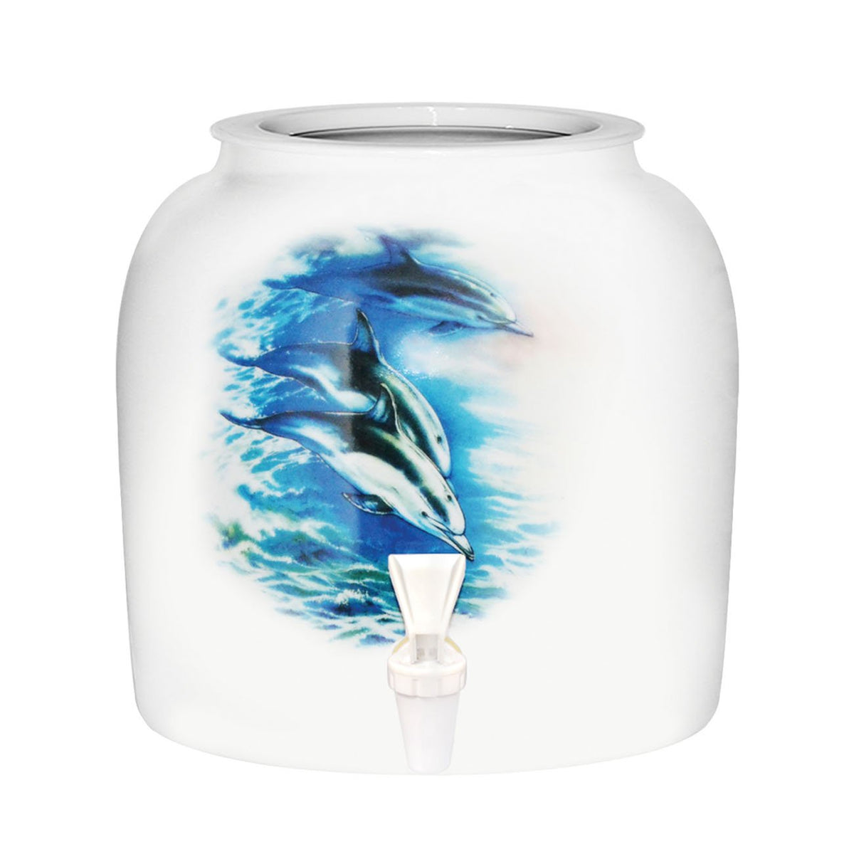 Porcelain Water Dispenser with Blue Dolphins