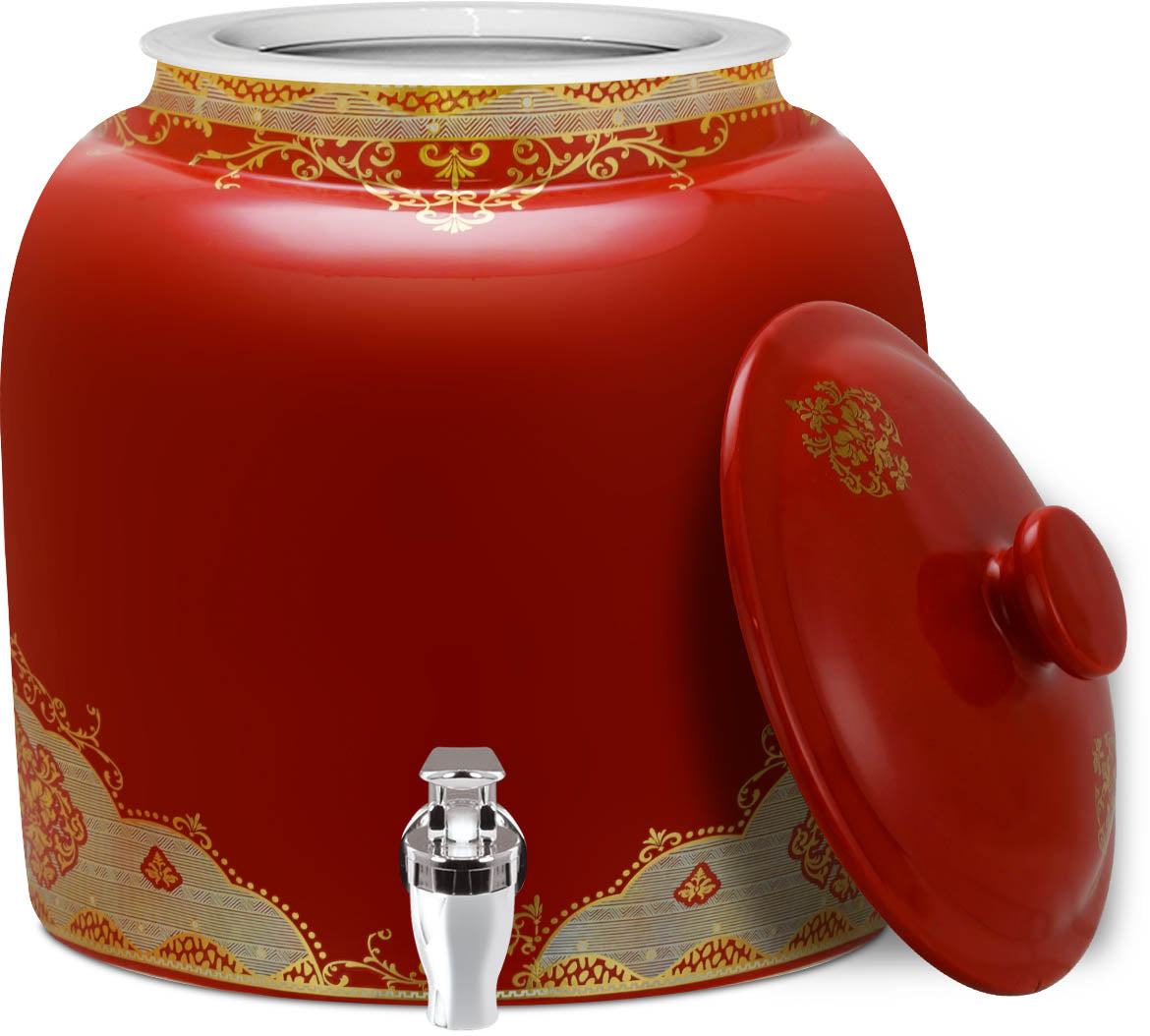 Brio Regal Red Ceramic Water Crock w/ Matching Lid